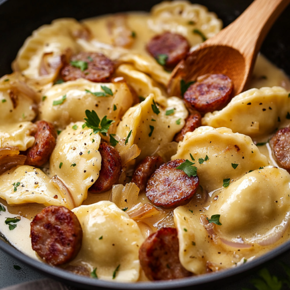 Classic Perogies and Sausage Skillet - FeMasy